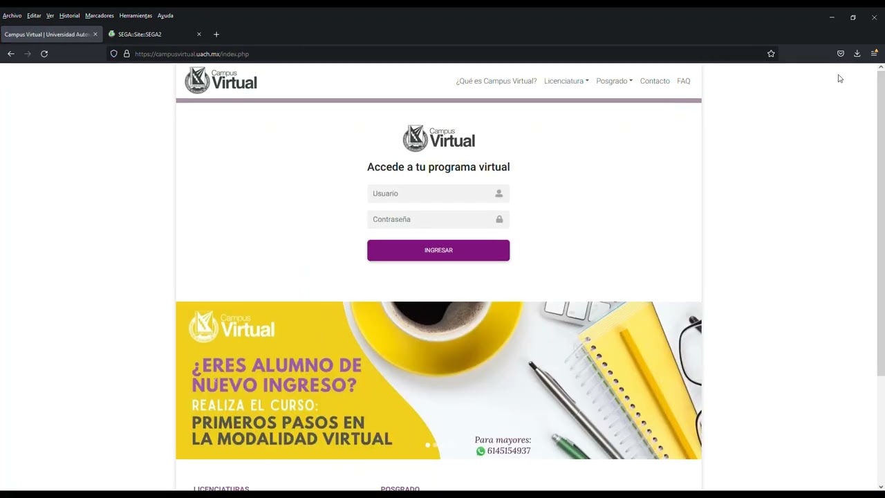 Lista de alumnos a través de Campus Virtual  UACH - 2022