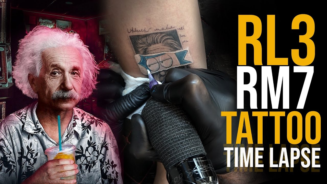 Albert Einstein and Rick Sanchez Minimal Tattoo  | Time lapse