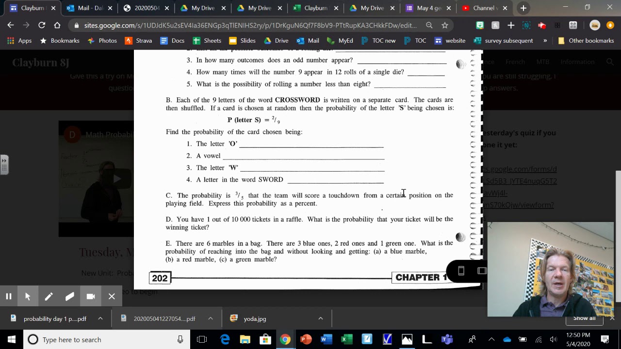Probability worksheet 1 explanation p. 202