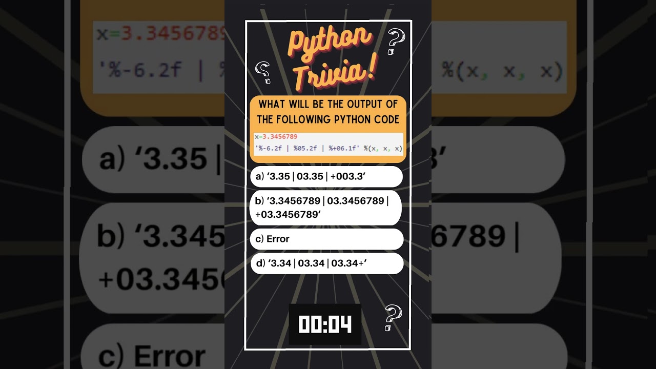 Python Trivia   Formatting 15 #coding #python #techcommunity #shorts #trending #viral #datascience