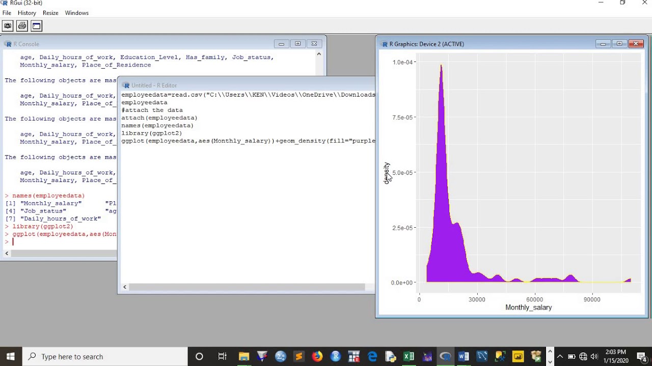 Density plot using ggplot in RData visualization part 7