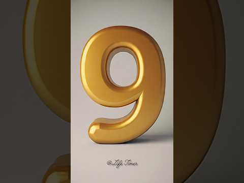 Mesmerizing Golden Yellow 3D Countdown | 9 to 0 with Voice #countdown #10seconds #timer #shorts