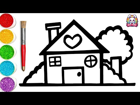 How to Draw House Drawing with Shapes for Beginners | DrawWithBunny