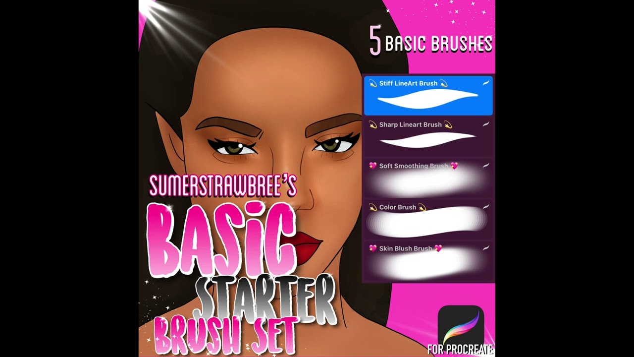How to Use the Basic Starter Brush Set for Procreate App on iPad | SumerStrawbree ☀️ 🍓