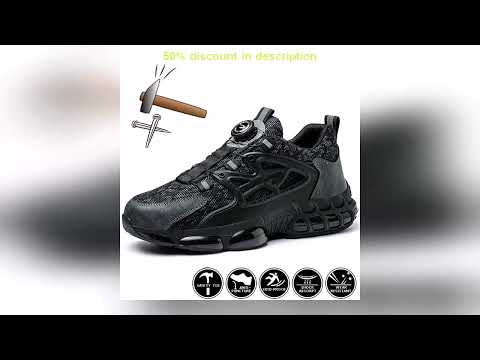 Rotating Button Safety Shoes Men Steel Toe Sneaker Air Cushion Work Shoes Man Puncture Proof Work