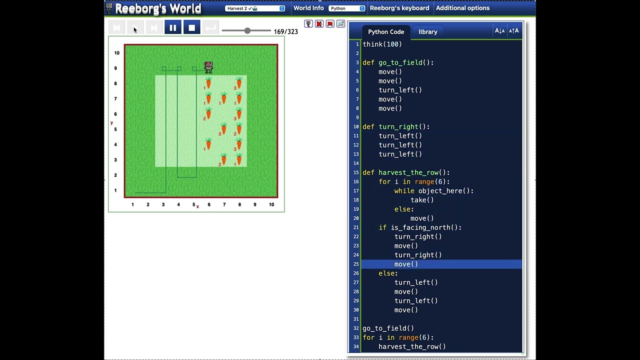 Reeborg's World   Harvest 2 | Python Solution