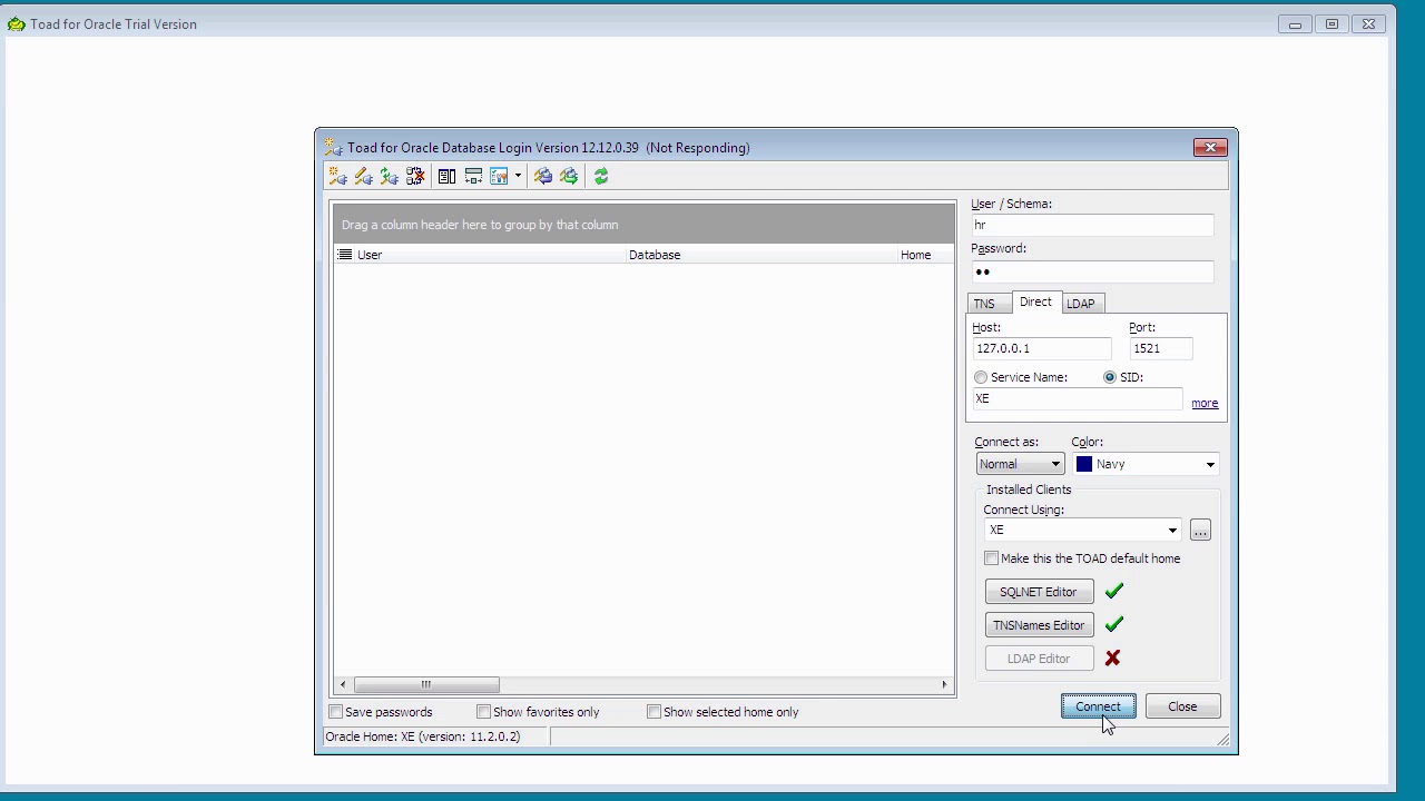 Connecting TOAD to Oracle Database