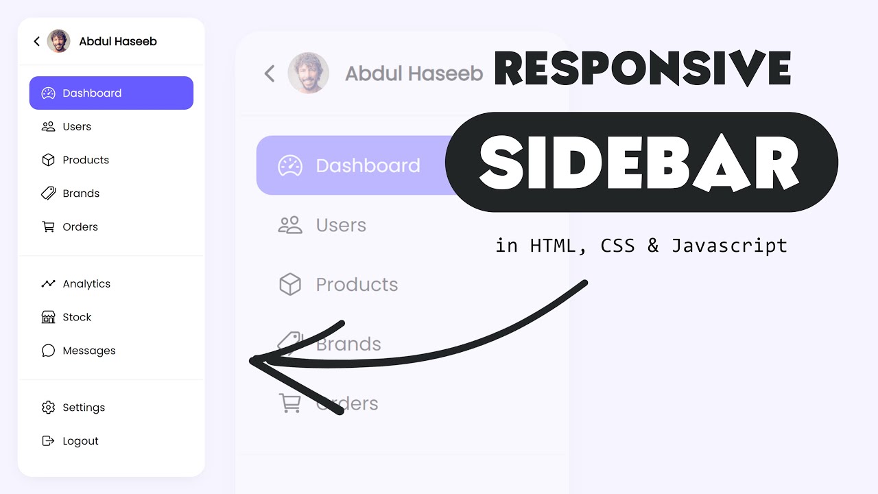 Responsive Sidebar Menu in HTML CSS & JavaScript | 2023