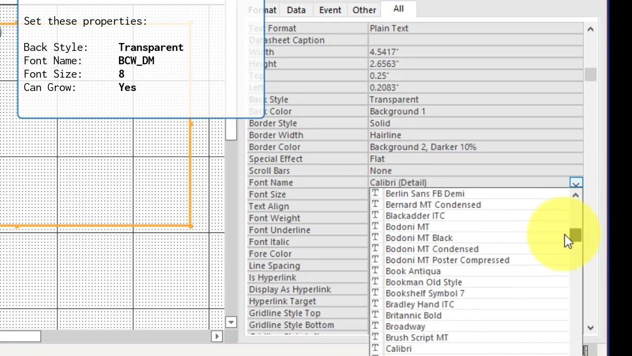 Create Data Matrix Barcodes in MS Access using BarCodeWiz Data Matrix Fonts