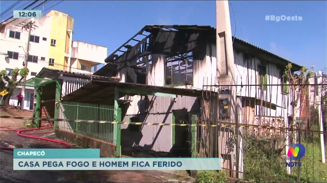 Casa pega fogo e homem fica ferido em Chapecó | ND Mais