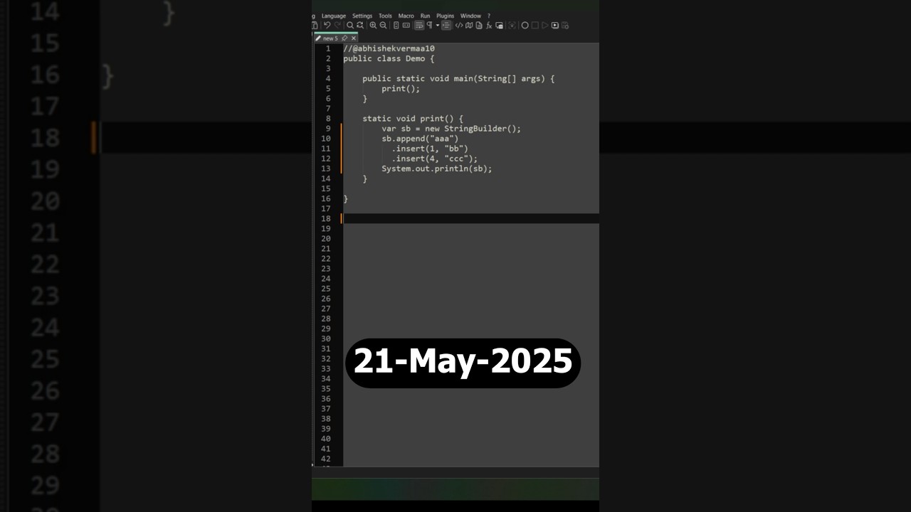 Day-141: Lets play with StringBuilder #daily #java #coding #challenge #shorts