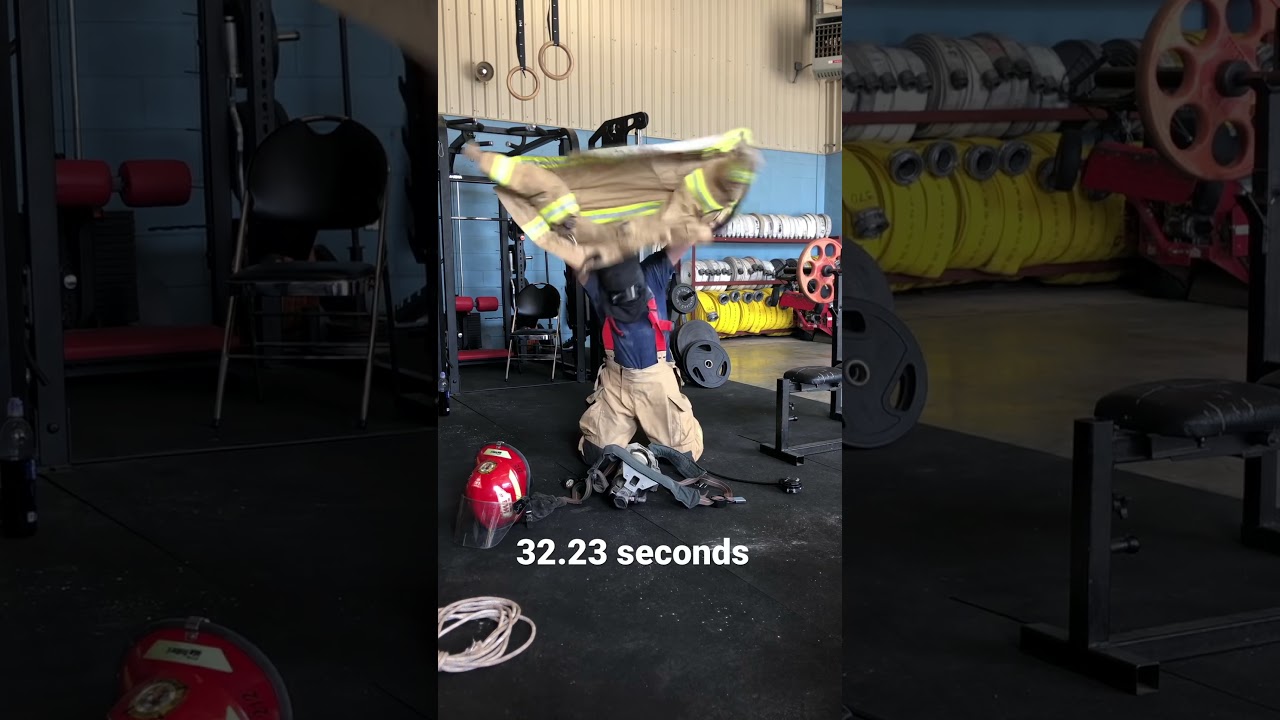 Firefighter -Fast turnout drill 32.23 seconds/TM #shorts #firefighter