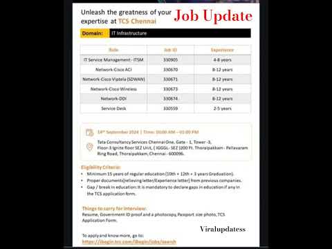 TCS Chennai-ITIS-Walk-in Drive-14 September (Saturday)