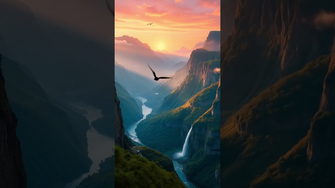 Breathtaking Sunrise Over Majestic Mountains & Waterfalls | Stunning Nature Scenery in 4K