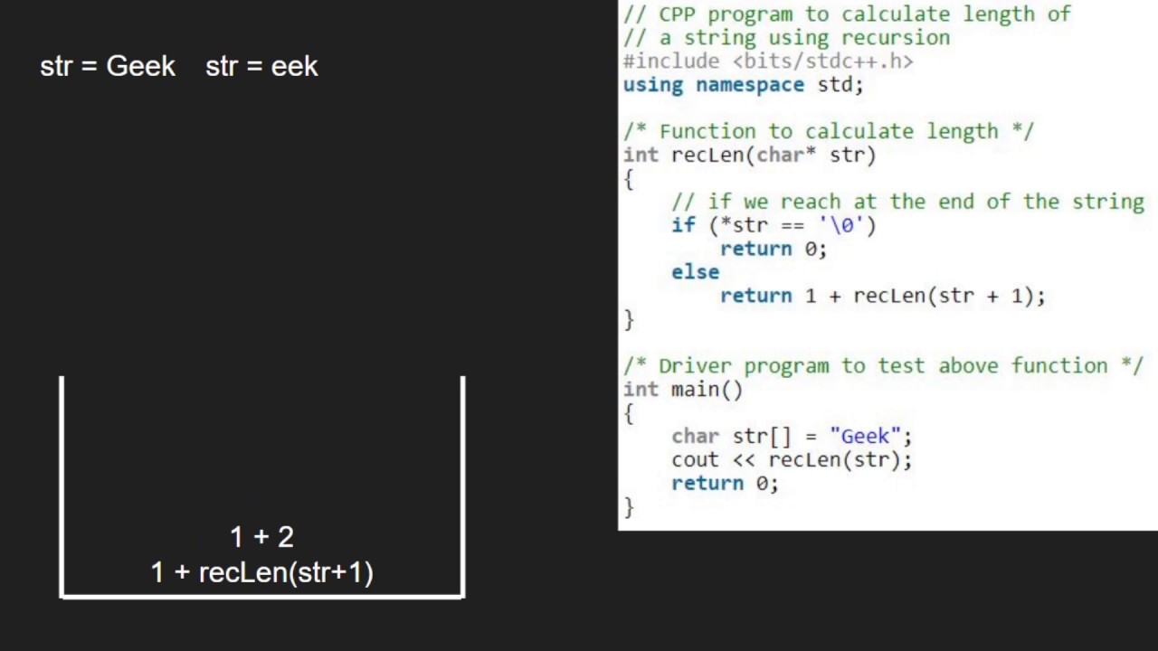 Program for length of a string using recursion | GeeksforGeeks