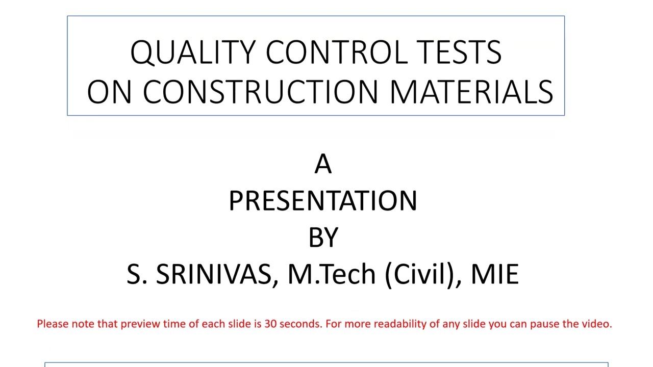 QUALITY CONTROL TESTS ON CONSTRUCTION MATERIALS