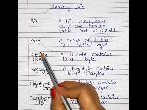 Computer - Memory Units | Bit , Byte , KB , MB , GB #shorts #youtubeshorts