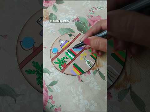 easy bookshelf painting 🎨🖌 #art #painting #easypainting #drawing #acrylicpainting #shorts #diyart