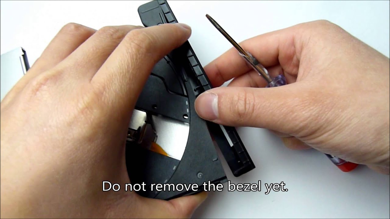 How to safely remove bezel / frontplate from dvd or blu-ray drive