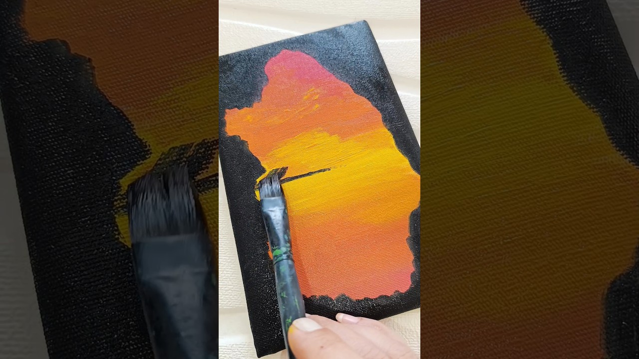 The silence of the sea and the sunset from the cave🌄#art #painting #sunset