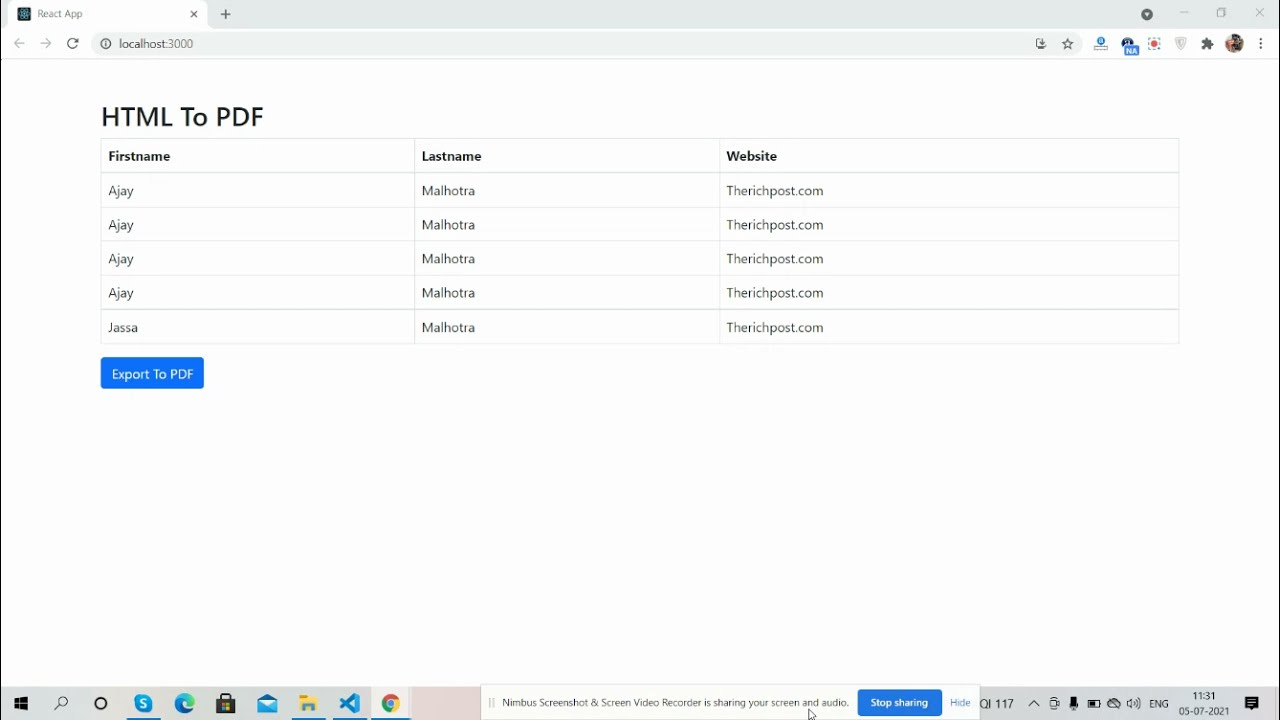 How to convert html into pdf in reactjs application?