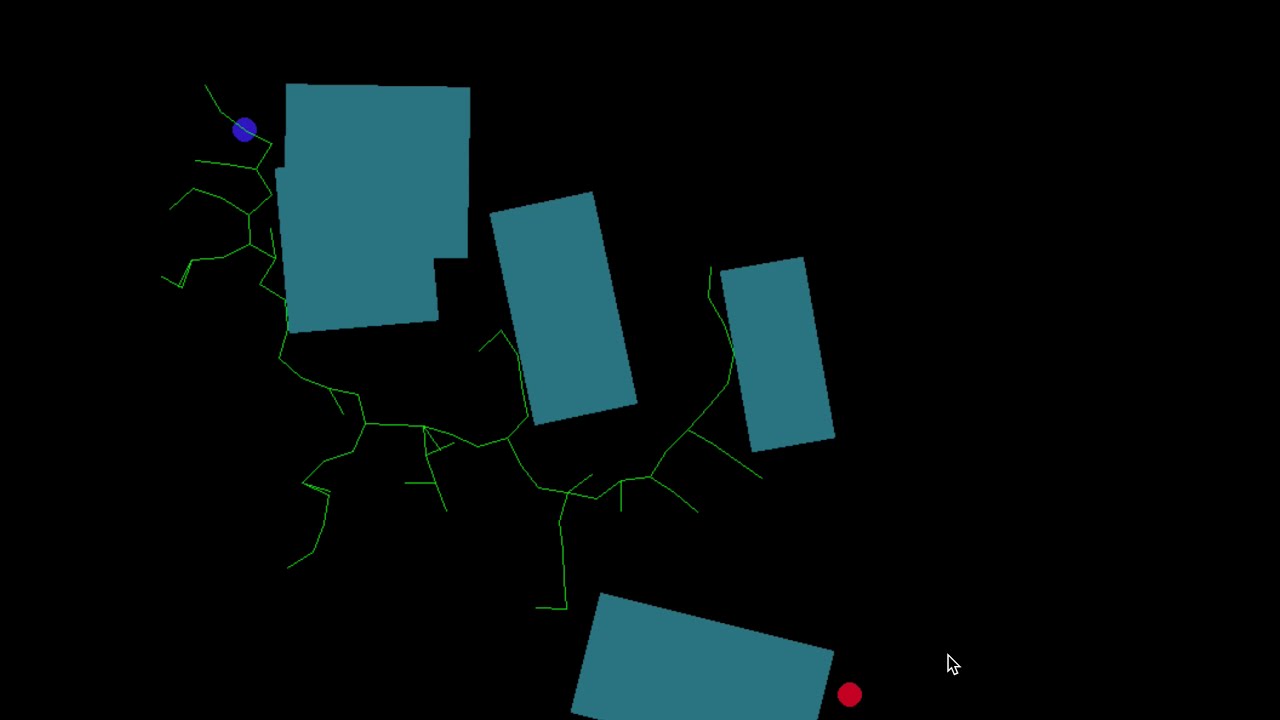 Rapidly-exploring random trees algorithm demo