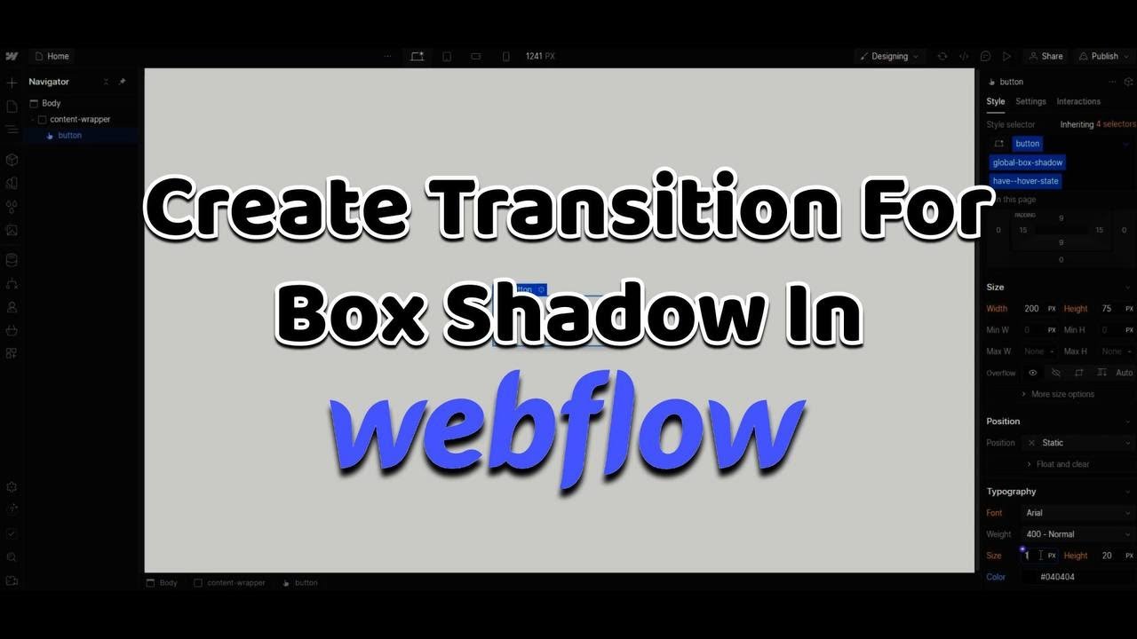 Create transition for box shadow in Webflow