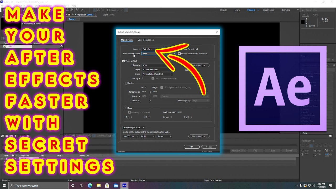 After Effects Best RENDER Settings | EXPORT After Effects Projects Faster with These Secret Settings