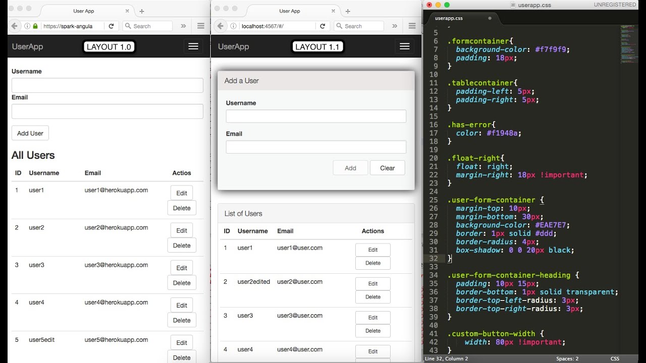 Modifying layout of AngularJS app using Bootstrap css with added field validations