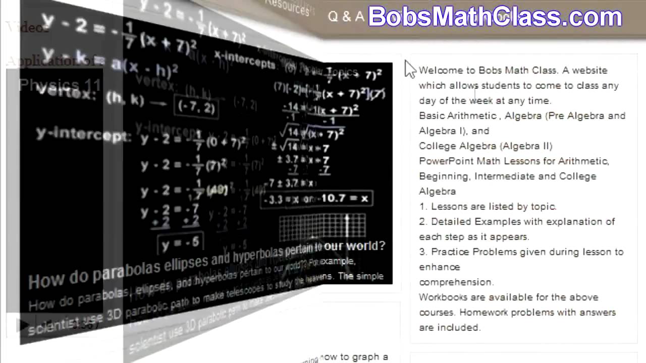 Free Math Lessons - Algebra