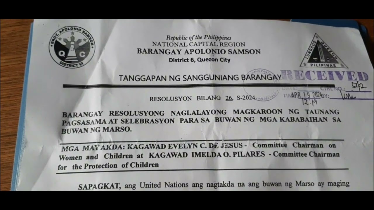 Barangay Resolution Tagalog Version.#join