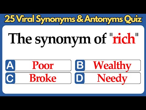 "25 Tricky Synonym & Antonym Questions || Are You Up for the Challenge? #viralquizvieos