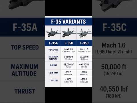 F-35A vs F-35B vs F-35C | Stealth Jet Comparison of All Variants #F35 #StealthJet #FighterJet