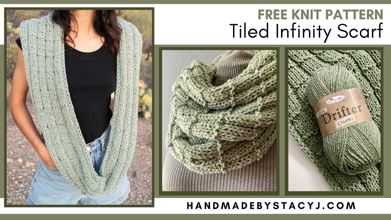 Tiled Infinity Scarf - Free Easy Knitting Pattern