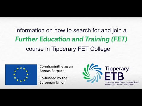 Information on FET (Further Education and Training) with Tipperary FET College