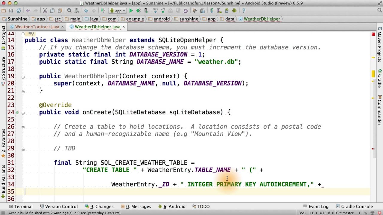 Create Database with SQLiteOpenHelper - Developing Android Apps