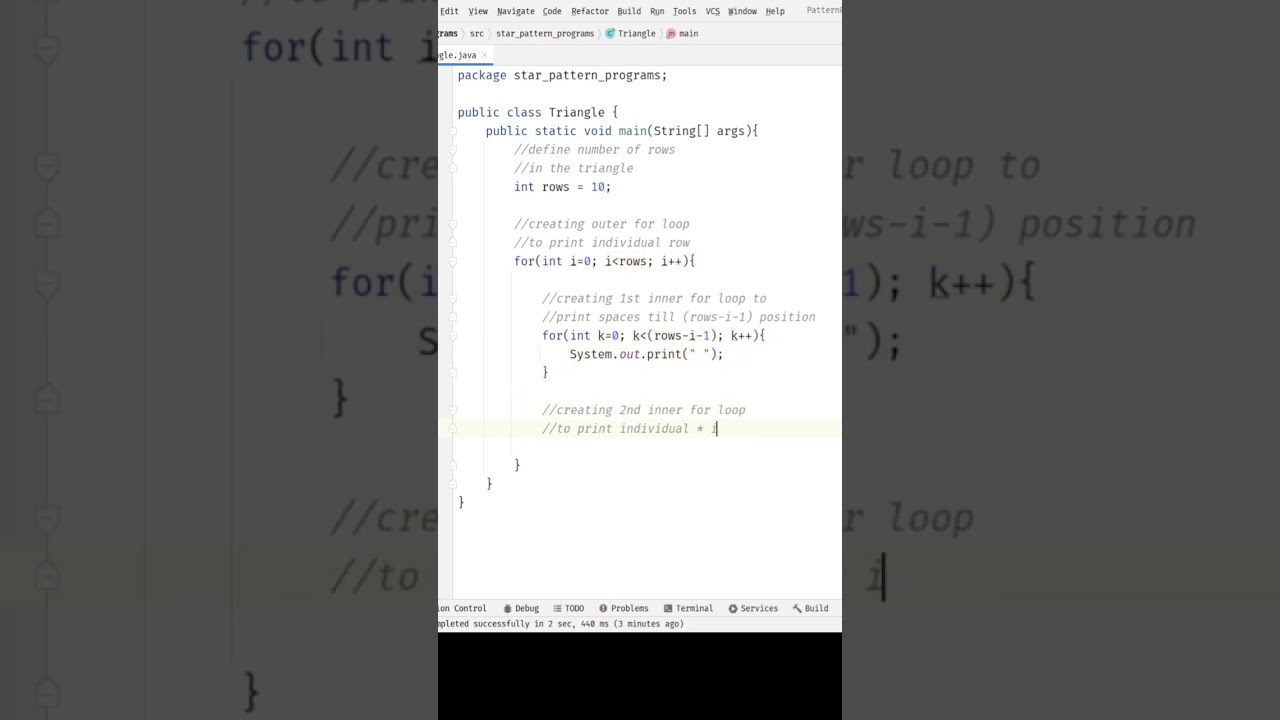 PRINT STAR TRIANGLE (RIGHT ALIGNED) PATTERN || JAVA #coding