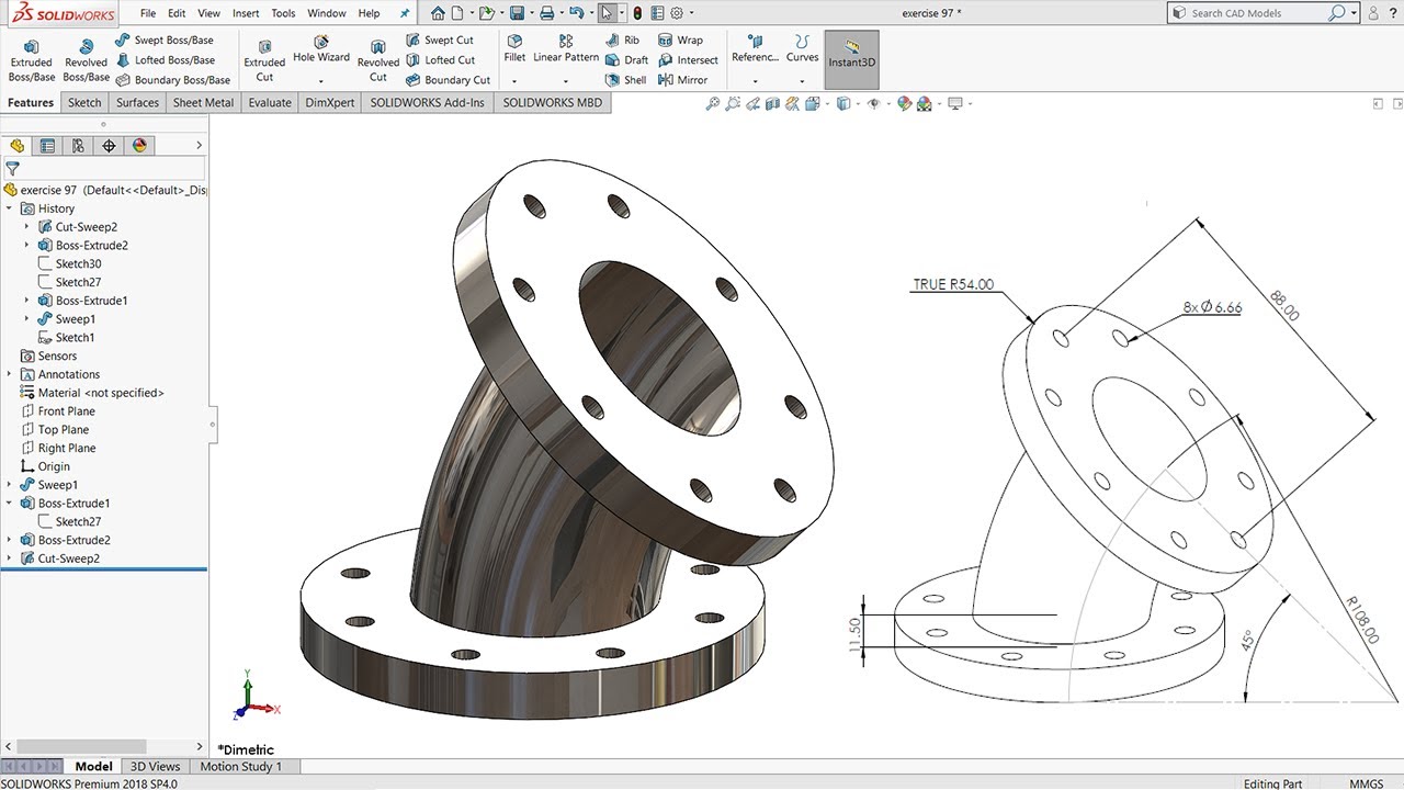 Solidworks Tutorial For Beginners | Exercise No. 96