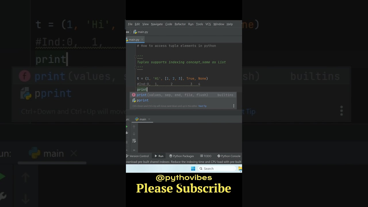 How to access Tuple elements in python #pythonvibes #pythonvibes_ @pythonvibes_ #shortsvideo #viral