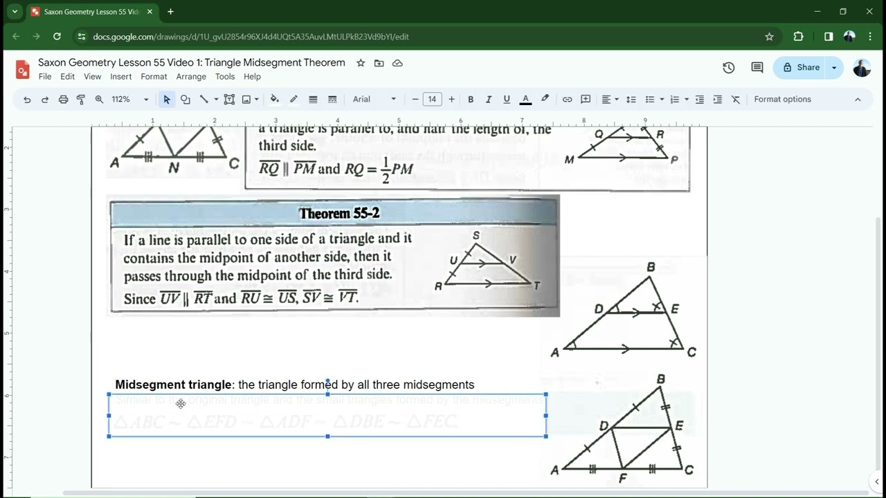Saxon Geometry Lesson 55 Video 1: Triangle Midsegment Theorem