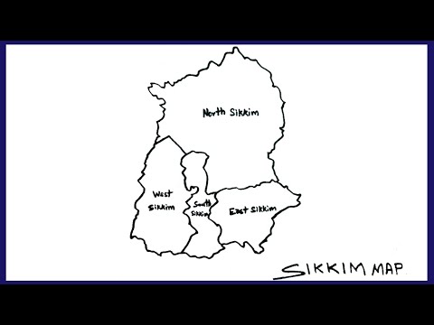 Sikkim: How to draw map of Sikkim || Sikkim map