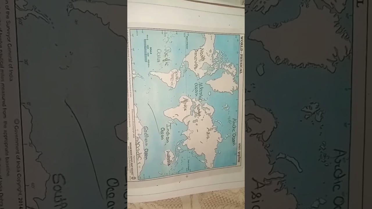 continents and oceans on world map
