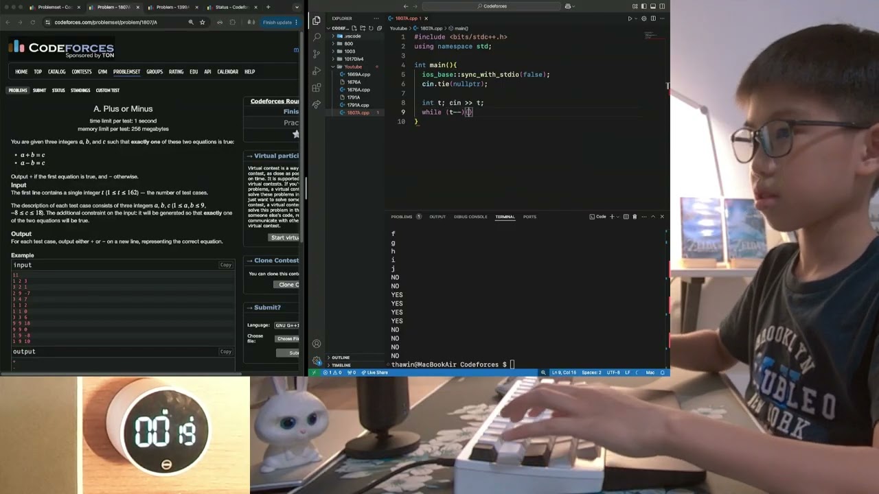 Codeforces | C++ | Rated 800 | HHKB Type-S | real time | no talking | Short 4