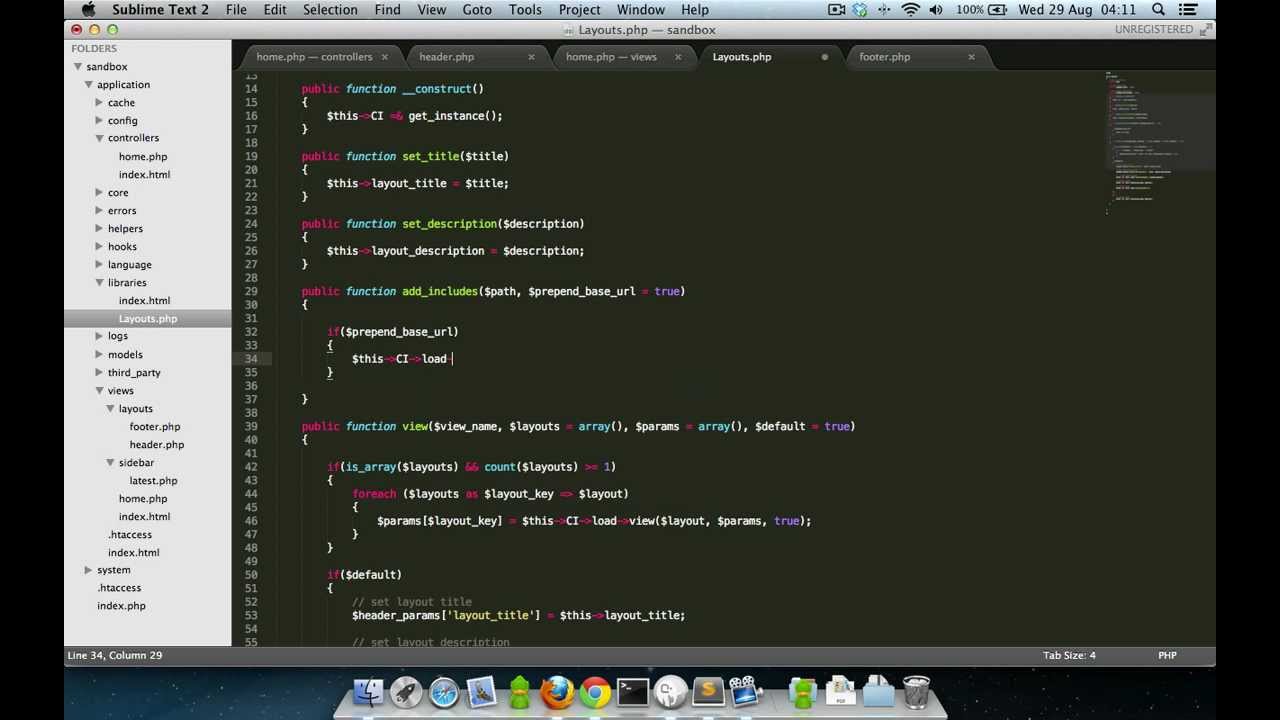 Creating layouts library on CodeIgniter Framework