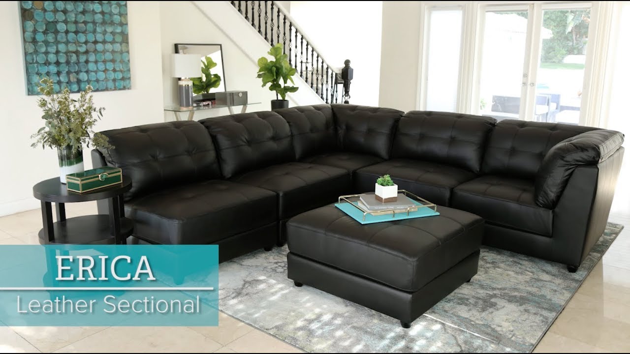 Abbyson - Erica Black Leather Sectional