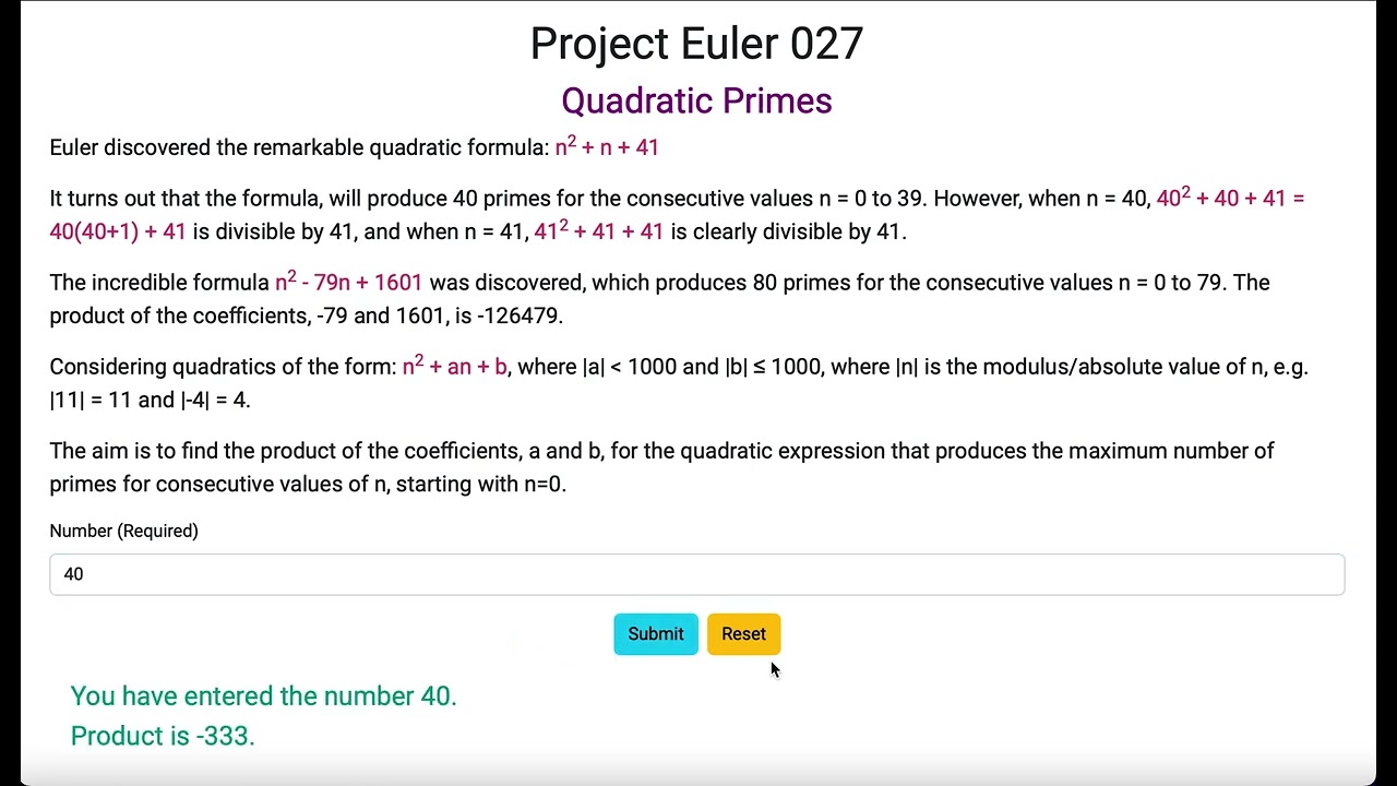 Project Euler 027 - Quadratic Primes