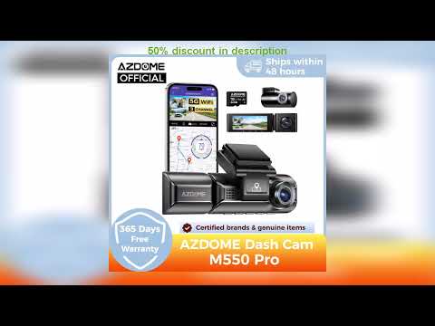 AZDOME M550 Pro 5.8Ghz WiFi 2/3 Channel Dash Cam 4K+1080P Built-in GPS 3.19" IPS Screen Car DVR I