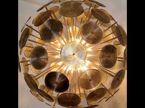 Huge gold discs Murano chandelier - dlightchandelier.com #italianlighting #interiordesign