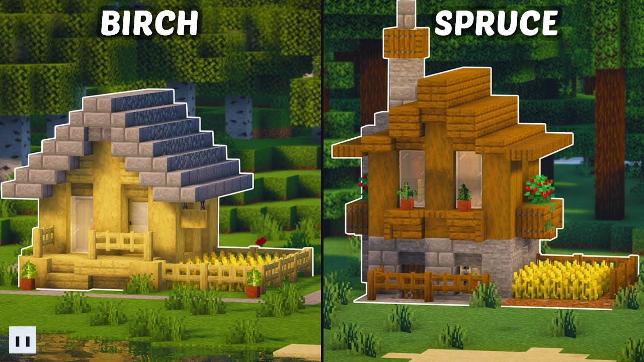 Minecraft : How to Build Starter House in 2 Different Biomes | Small ...