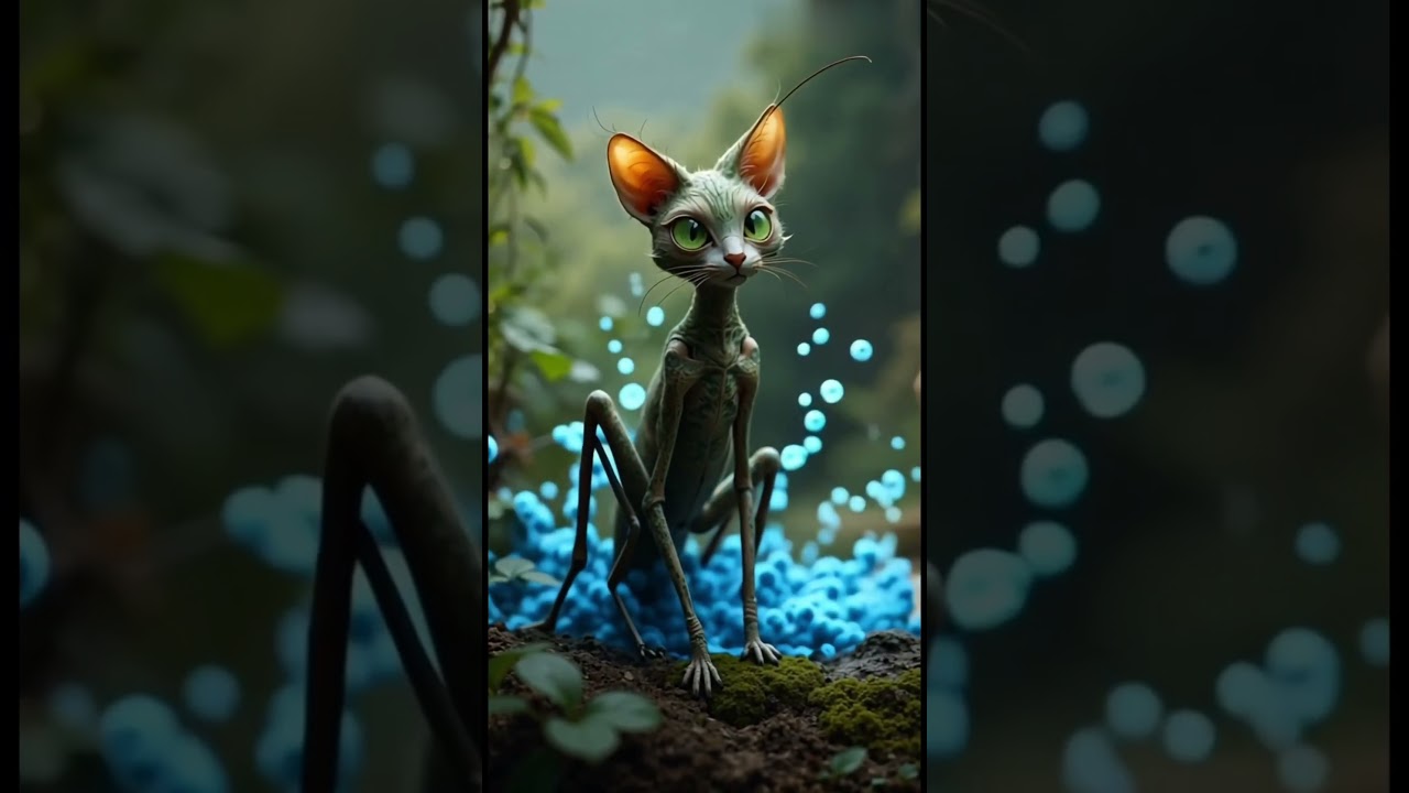 Stick Insect + Cat #ai #aivideo #aivideogenerator